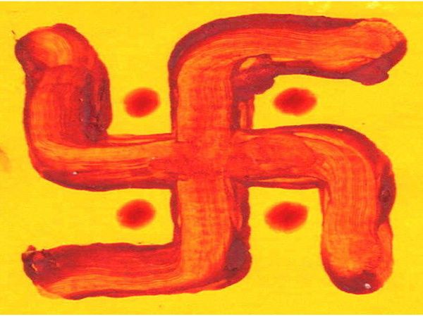 A clear and beautiful swastika should be made while performing pooja ...