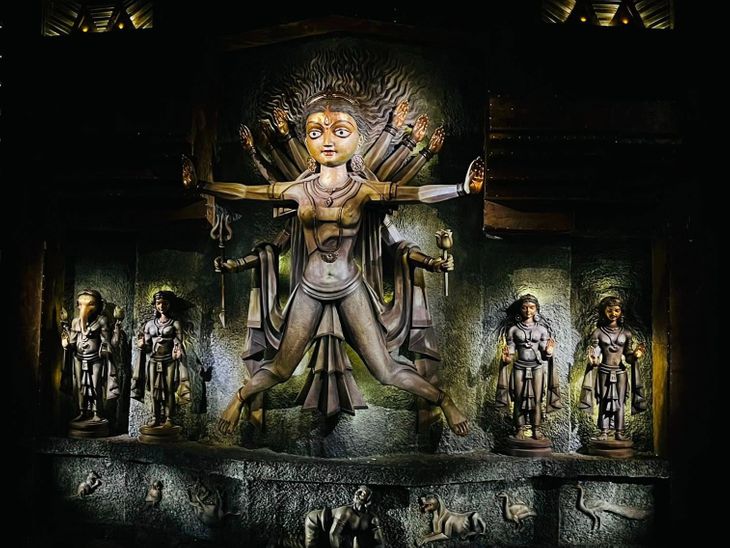 rajdanga naba uday sangha cosmic durga puja theme infinity universe ...