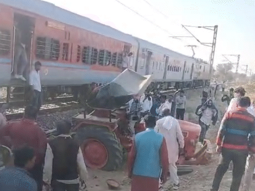 Train collides with tractor parked on railway track in Bikaner: Loco ...