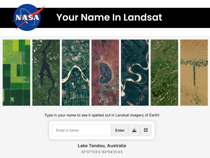 NASA Landsat Tool | Spell Name with Satellite Images