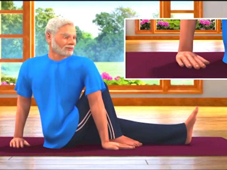 pm modi shares animated video of Vakrasana ahead of international yoga ...