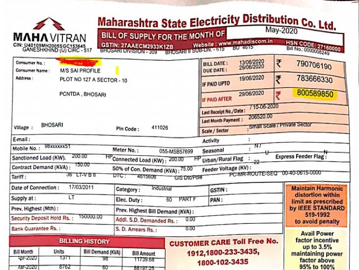 Pune electricity bill | Maharashtra Industrialist Gets Rs 80 Crore ...