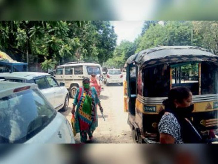 Parking built on the footpath near the forest department office, the ...