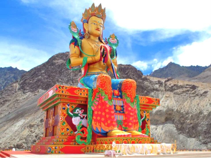There is a 350 year old Diskit Math in Ladakh, 104 feet high statue of ...