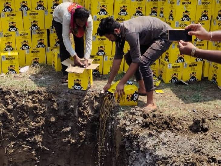 Six months old liquor and beer bottles of many brands were smashed by ...