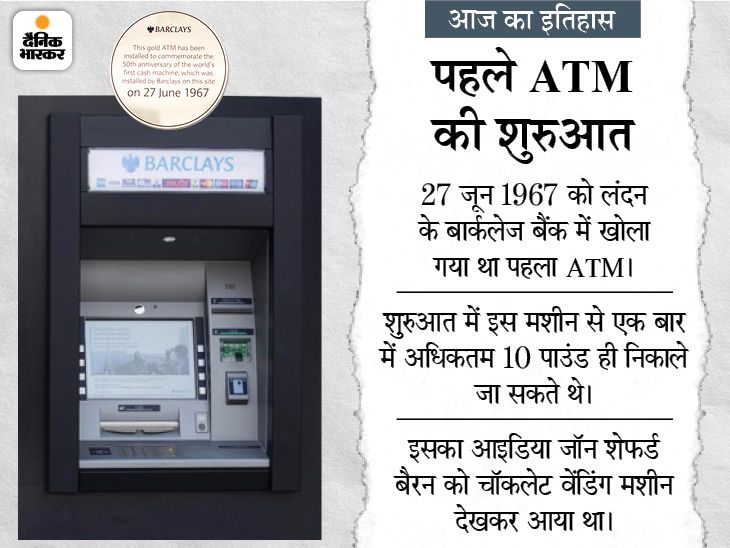 The world's first ATM was started in London, this machine was made by a ...