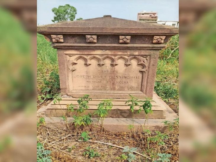 The grave of British historian Captain Joseph Davy Cunningham, who did ...