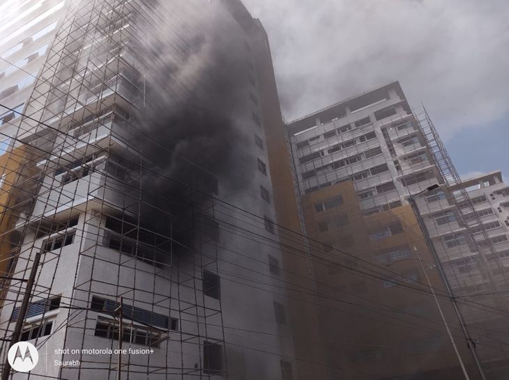 On the second floor of the building, two trucks were kept on fire in ...