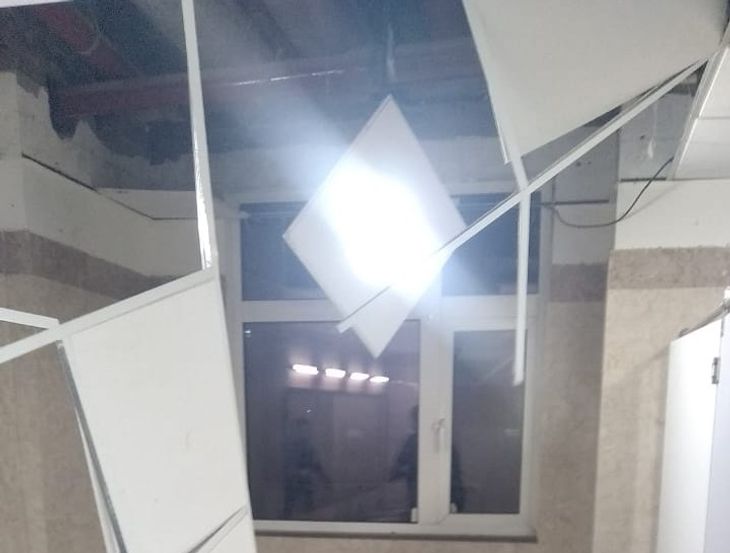 Fall ceiling collapsed in ground floor bathroom in super specialty ...