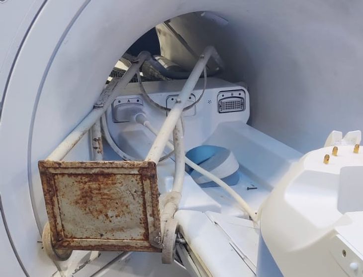 The relatives came close to the machine with the patient running on ...