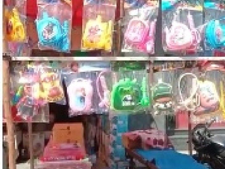 Shops decorated with cartoon characters and colored gulal, traders also ...