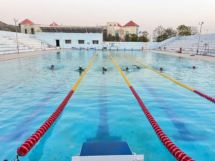 Swimming started in Khelgaon Swimming Pool providing two English ...