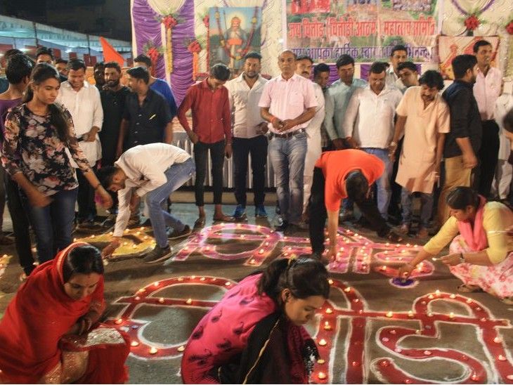 Rangoli made on the foundation day, Subhash Chowk lit up with three ...