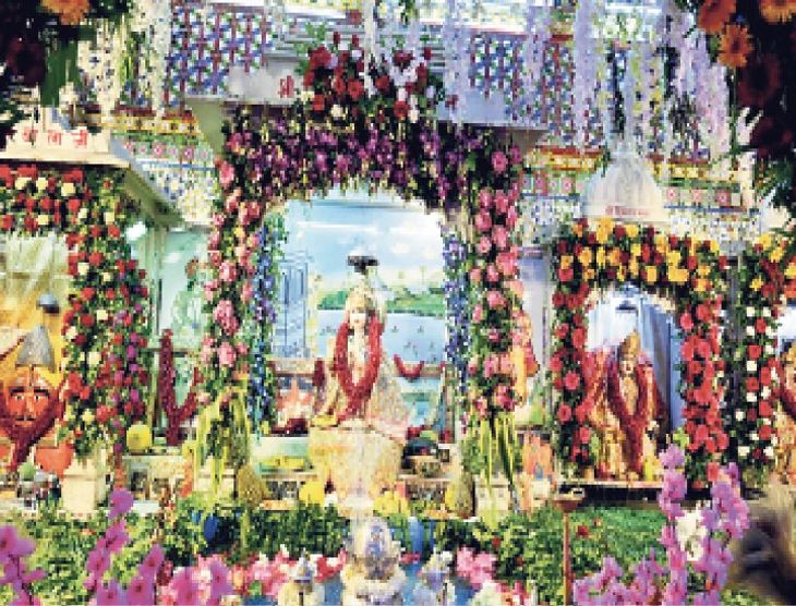 Varundev adorned with flowers in the hundred year old Daryavji temple ...