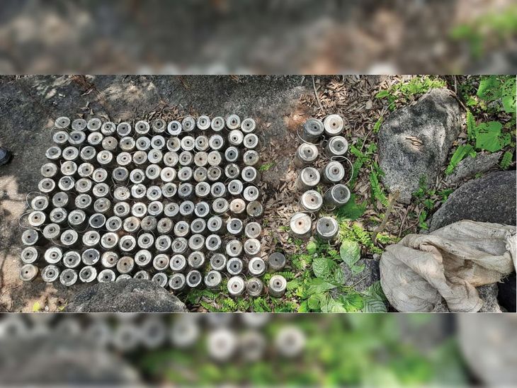 Huge quantity of can bombs and explosives recovered during the search ...