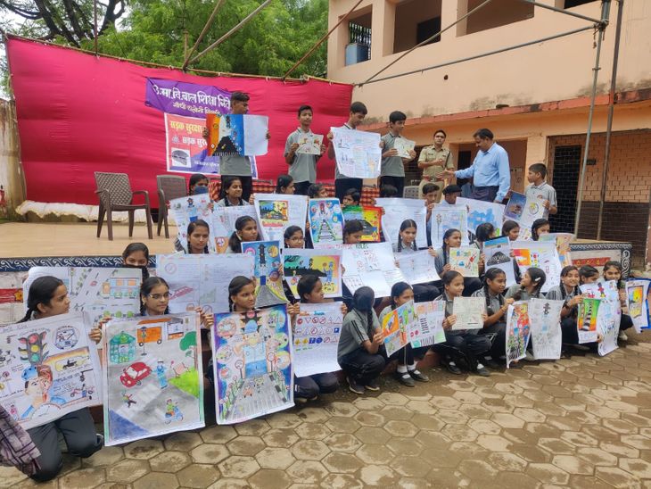 Vanshika Tomar wins first prize, police is celebrating traffic week