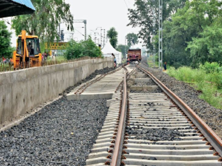 Railway started track shifting work to fix the pole on the middle track