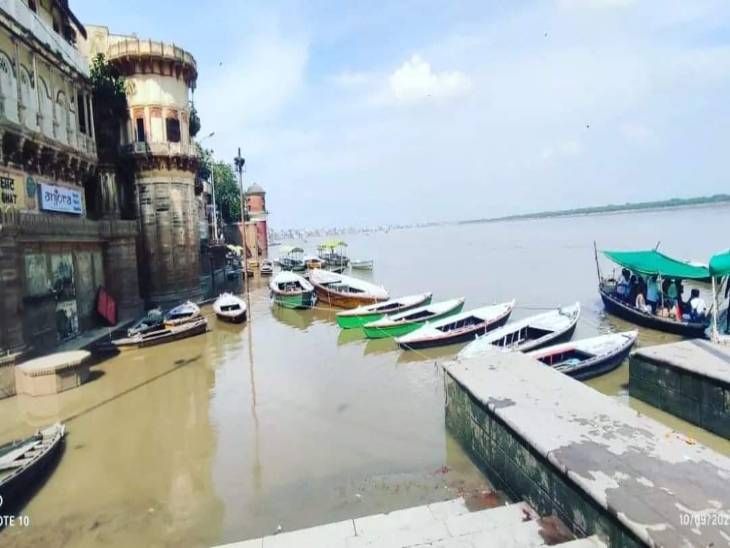 The water level of the Ganga in Varanasi is 2.5 meters below the ...