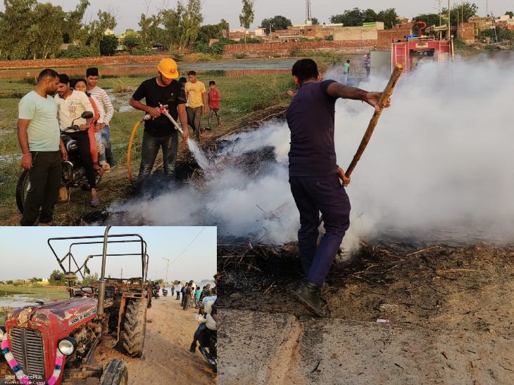 The sparks from the electric pole fell; Burning bitter dropped in the ...