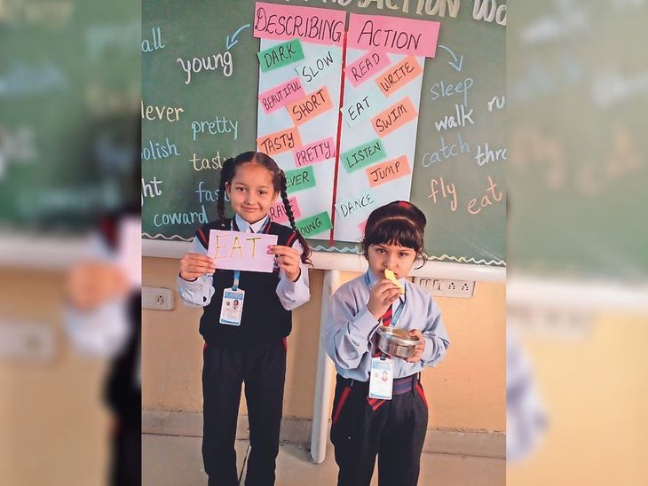 Verb and adjective activity was done in Aryabhatta school children ...