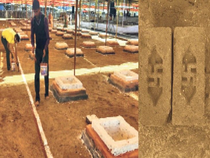1.25 lakh bricks of swastika symbol made from cow dung and soil in ...