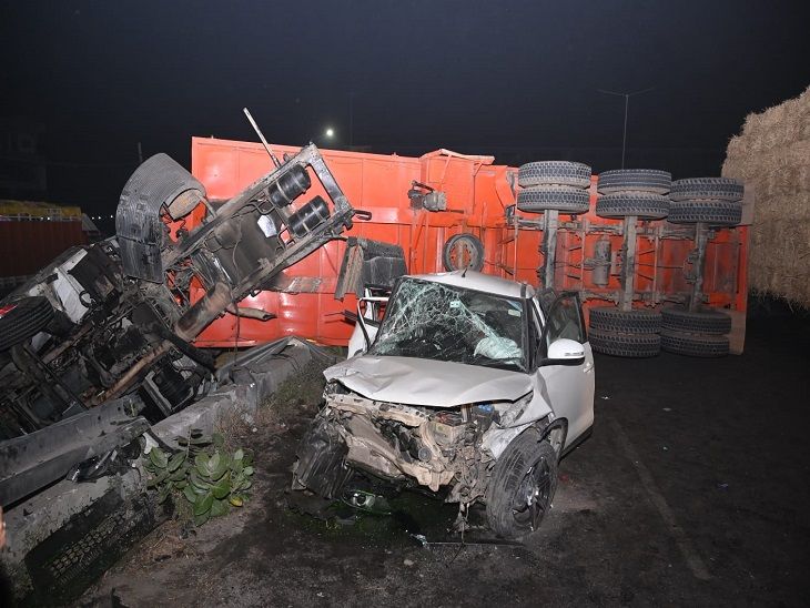 Trala driver and bridge car collided in Ludhiana's Sherpur Chowk ...