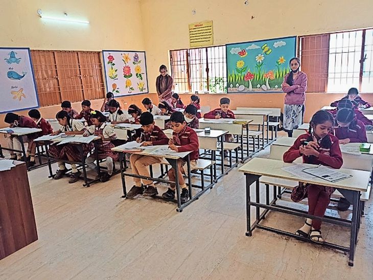 A total of 60 children gave the Naso Olympiad exam in Janta School. | पहला चरण: जांता स्कूल में ...