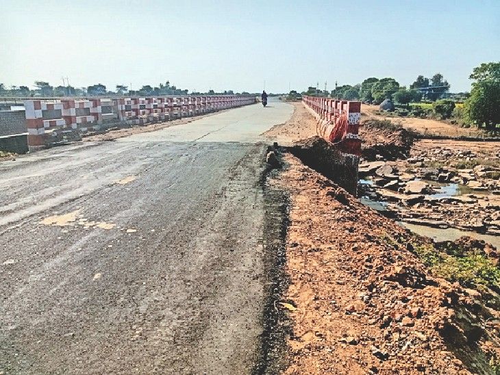 The road up to Dhodhar was built after a year's delay, but the sides ...