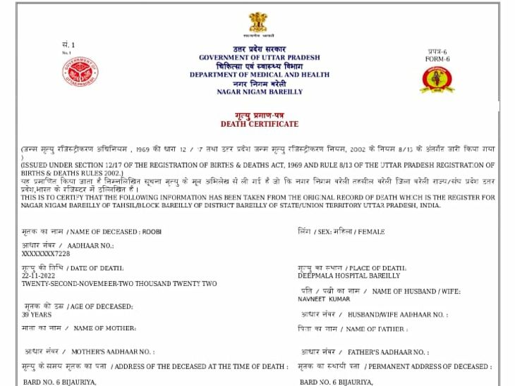 Secret revealed by death certificate in Bareilly, councilor demands ...