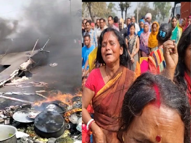 Charhi Ghato road jammed for more than six hours, people sitting on ...