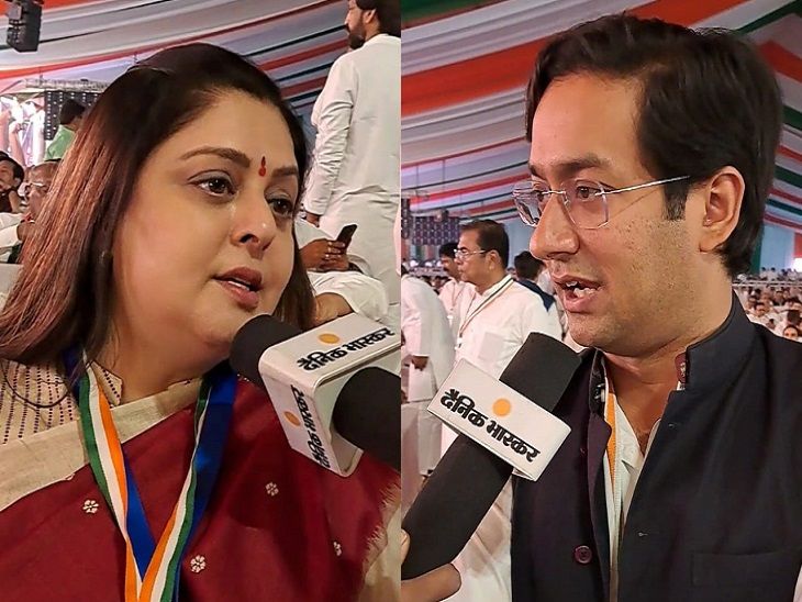 Congress session in Raipur Jaivardhan Singh Nagma actress Congress leader talk on Hindu Rashtra ...