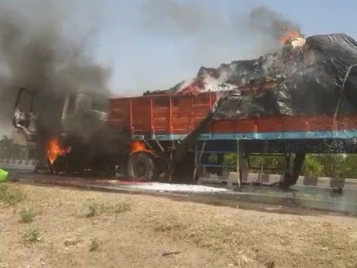 Trolley caught fire due to short circuit in Sirohi | सिरोही में शॉर्ट ...