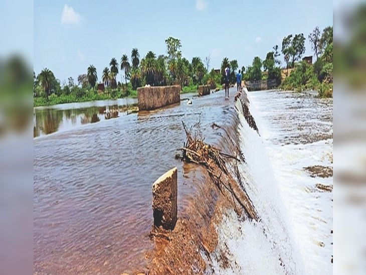 parry anicut overflow as water of kongni nala, mohlai river is reaching ...