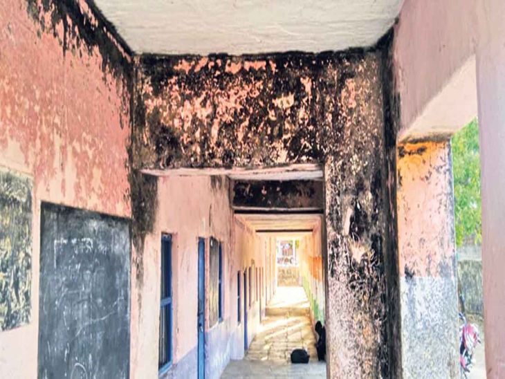 Ten school rooms damaged, plaster falling, teaching children sitting in ...