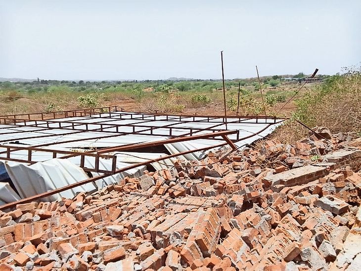 The wall of the gaushala fell due to the storm and the tinshed flew ...