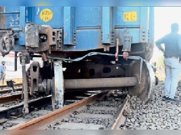 Goods train derailed due to bad track alignment at the crossing point ...