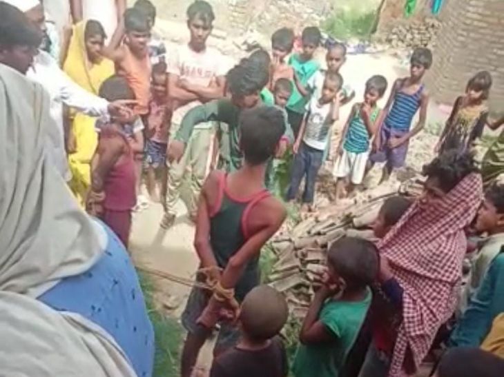 Two minor children were thrashed by tying their hands on the charges of ...