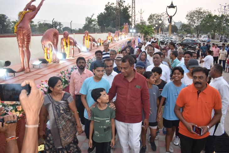 Pathway inauguration and unveiling of statues of Surya Namaskar ...