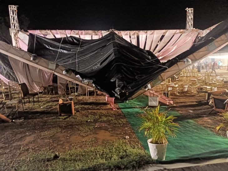 Tent collapsed due to accumulation of water on top of waterproof tent ...