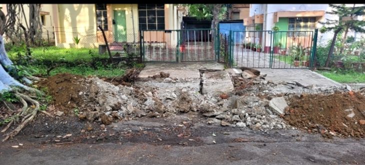 In UCIL Colony, the contractor dug a pit to install the cable, there ...