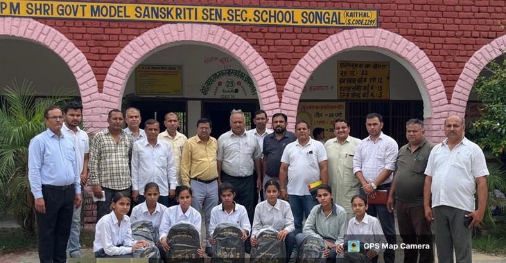 School bags were distributed to topper girl students of class 8th and ...