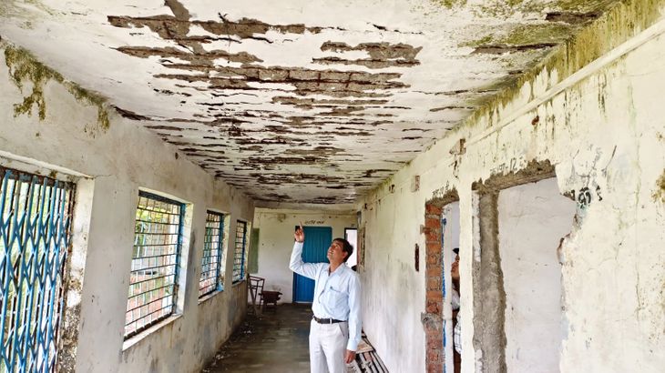 The condition of the school building is dilapidated, water dripping ...