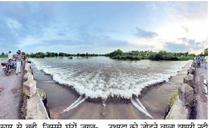 The gauge of Som Kamla Amba dam is 213 meters, only half a meter away ...