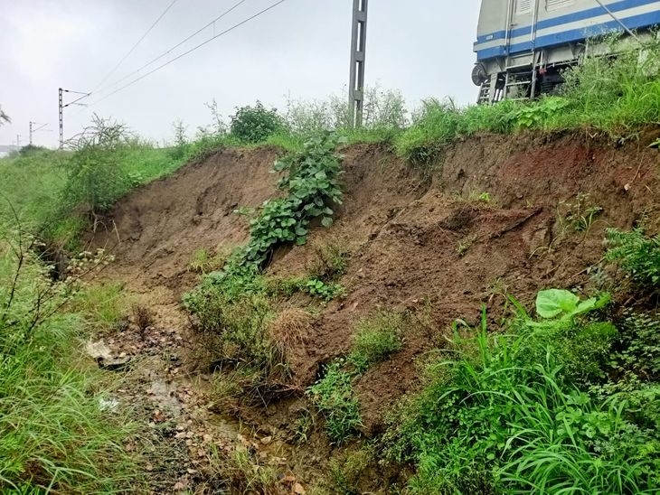 CC drain collapsed, danger of electric pole collapsing due to soil ...