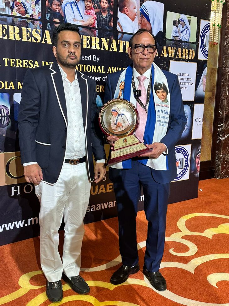 Satya Prakash Sangwan honored with Mother Teresa International Award in ...