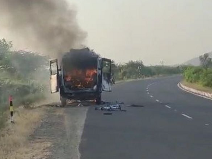 Ambulance becomes ball of fire in Pali