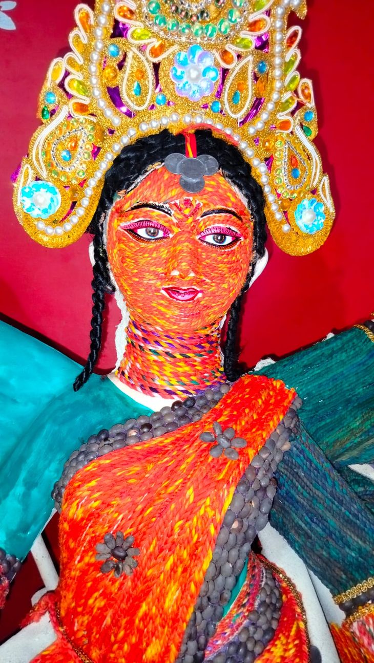 Goddess idol prepared using five kilos of Kalava, four kilos of betel ...