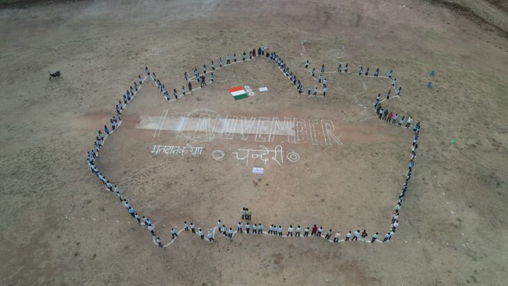 Motivated people to vote by making a map of Madhya Pradesh through ...