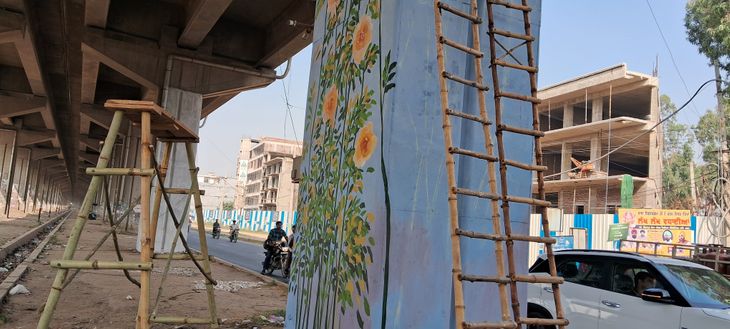 Municipal Council again started beautification work under the flyover ...