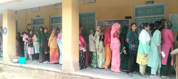 Long queues of women were seen at booths everywhere